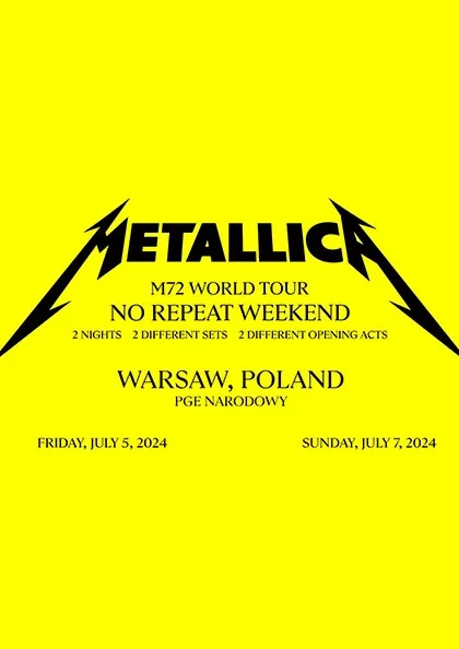 Metallica - M72 World Tour I Bilety jednodniowe do Warszawa ᐉ Bilet na ...