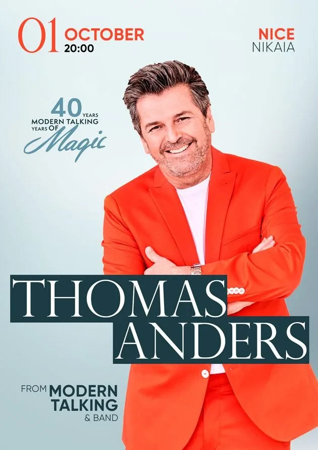 THOMAS ANDERS à Nice ᐉ Billet de concert Acheter sur 01 octobre 2024 ᐉ mticket.fr